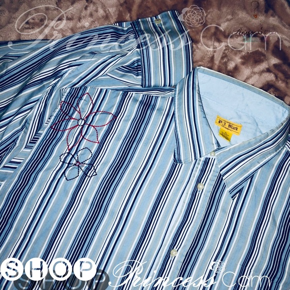 P.J. Mark | Shirts | Pj Mark Mens Striped Floral Accent Button Down ...